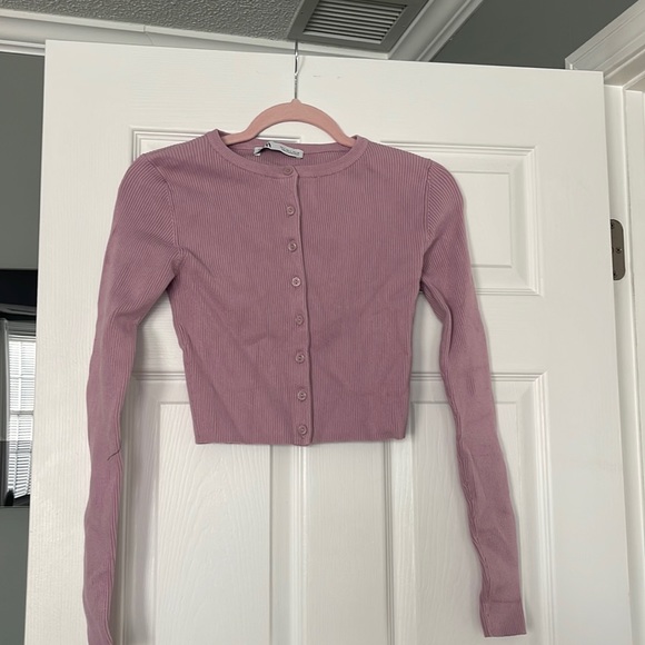 Zara | Sweaters | Zara Pink Cropped Sweater | Poshmark